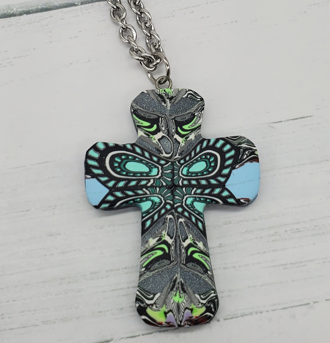 Mixed Cane Cross Necklace – BSpoken Designs